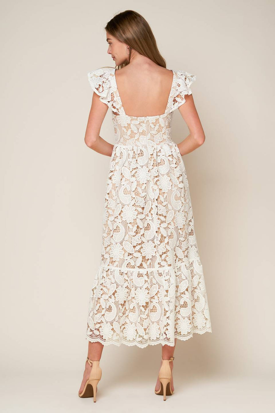 STILL THINKING LACE MIDI DRESS | LADY BLACK TIE