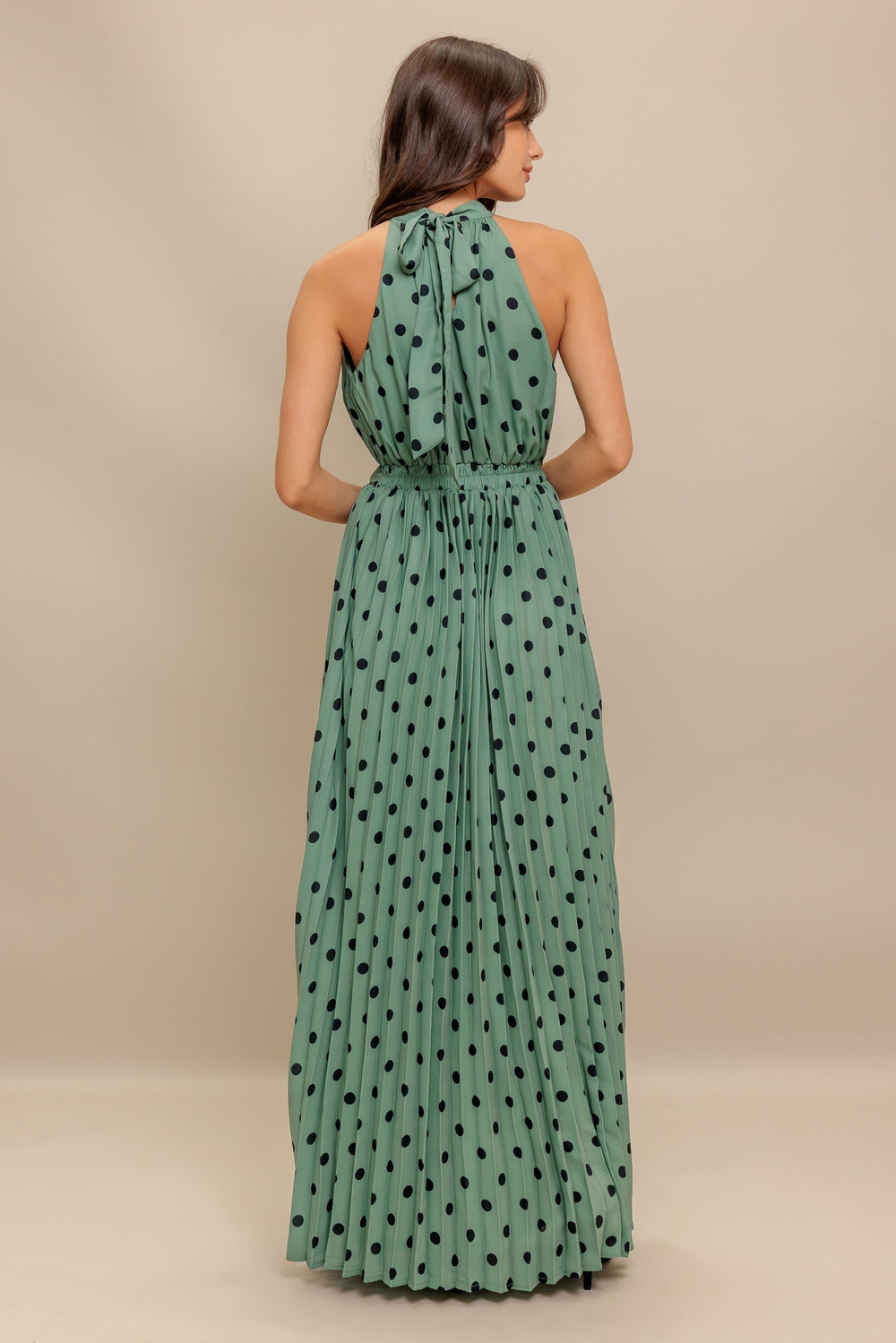 POLKA DOT SAGE MAXI DRESS - LADY BLACK TIE
