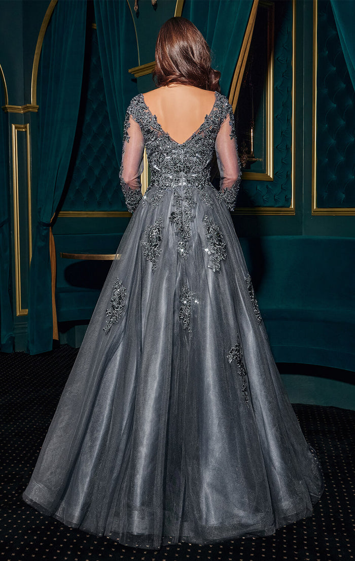 Francesca High Neck Lace Ball Gown with Sleeves – Lady Black Tie