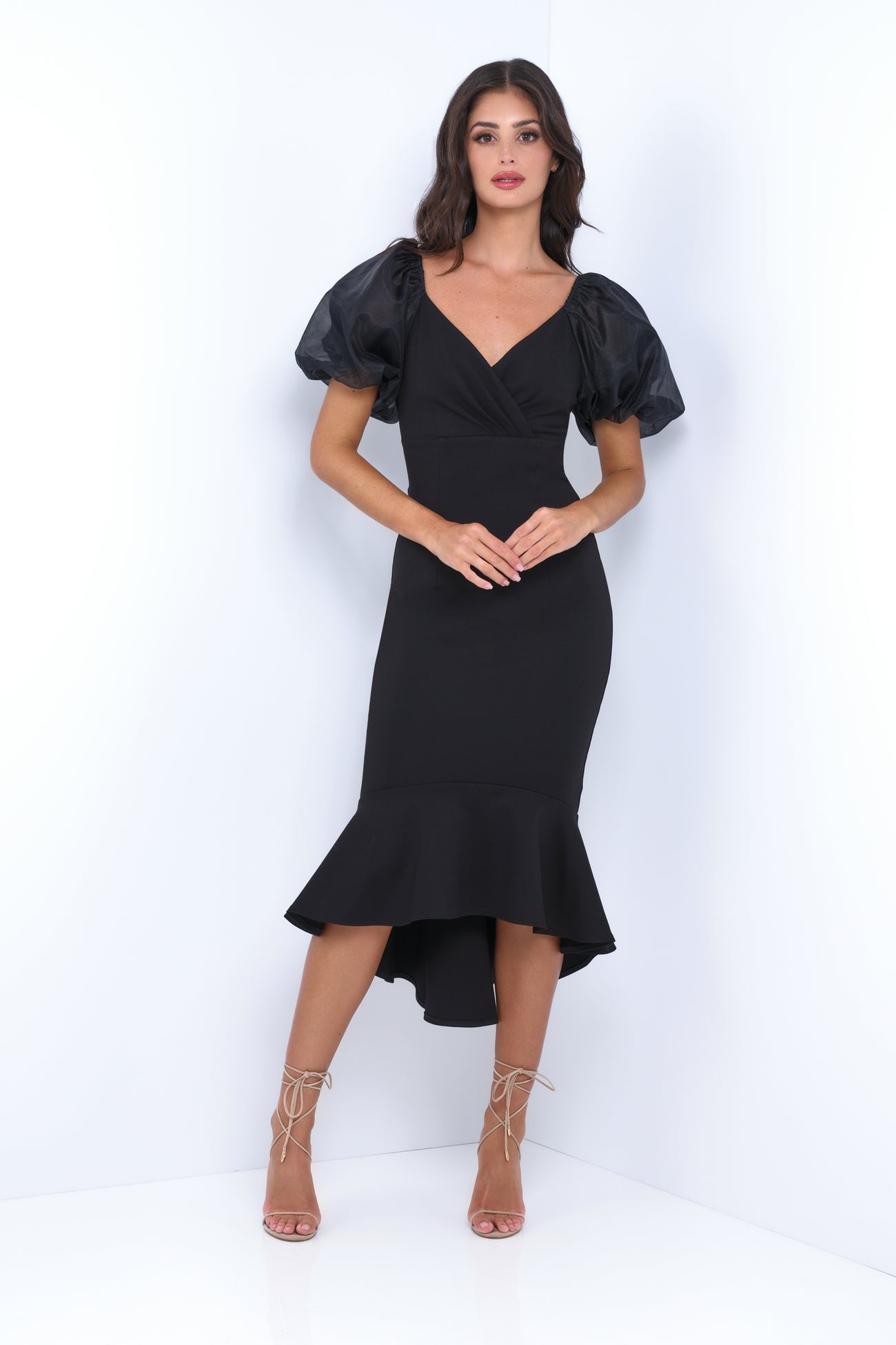 Elegant Black Diana Midi Dress - Shop Chic Women's Dresses Online