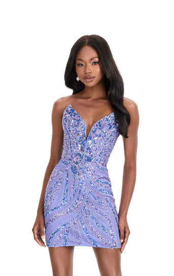 4500 Strapless Beaded Cocktail Dress - AshleyLauren | Lady Black Tie